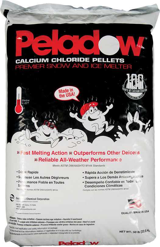 Peladow Calcium Chloride® 50 lbs. Ice Melt Pellets – G-Rock Handcovers